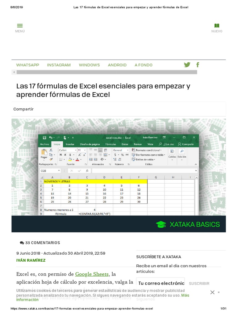 Las 17 Fórmulas de Excel Esenciales para Empezar y Aprender Fórmulas de ...