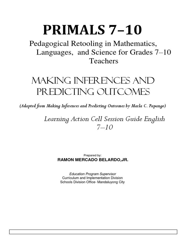 2 LAC SG Making Inferences and Predicting Outcomes | PDF | Inference ...