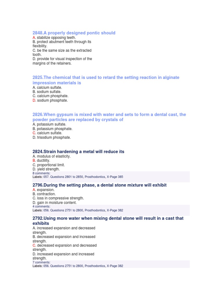 Prostho Mcqs | Download Free PDF | Dental Composite | Deformation (Engineering)