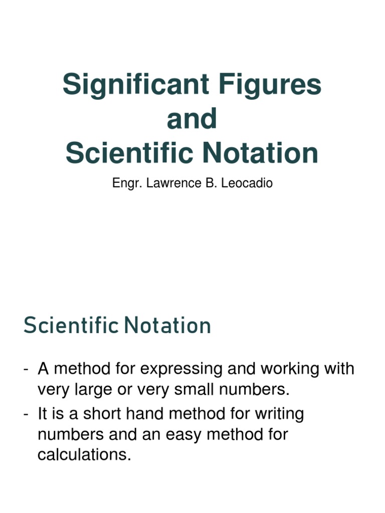 Scientific Notation and Significant Numbers | PDF | Significant Figures ...