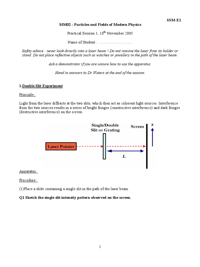 SSM-E1 MM02: Particles and Fields of Modern Physics | PDF | Diffraction | Periodic Phenomena