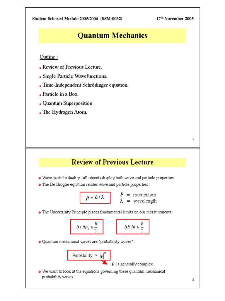 SSM Quantum 2 | PDF | Wave Function | Quantum Mechanics