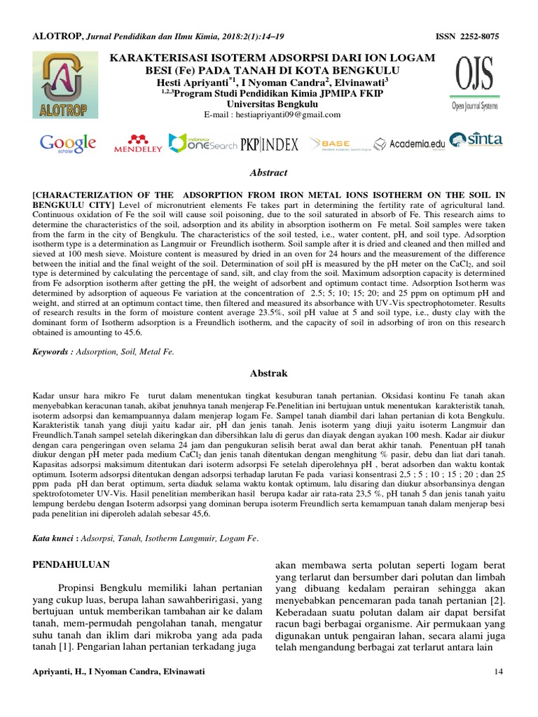 Isoterm Jurnal | PDF | Adsorpsi | Tanah