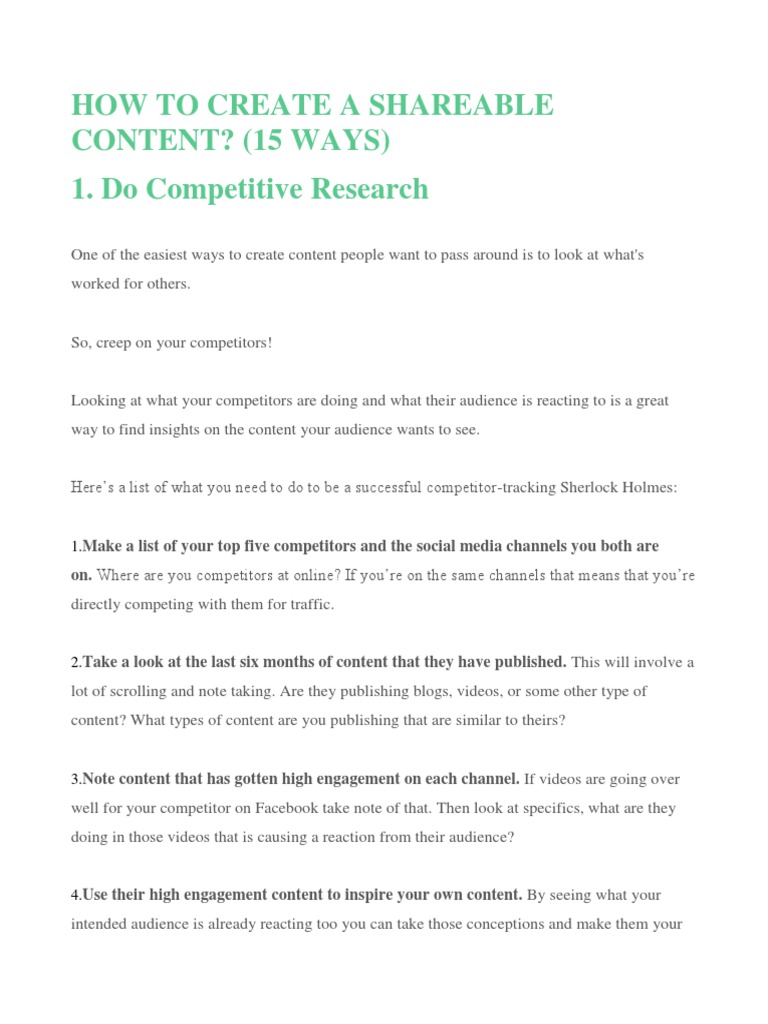15 Ways to Create Shareable Content by Analyzing Competitors ...