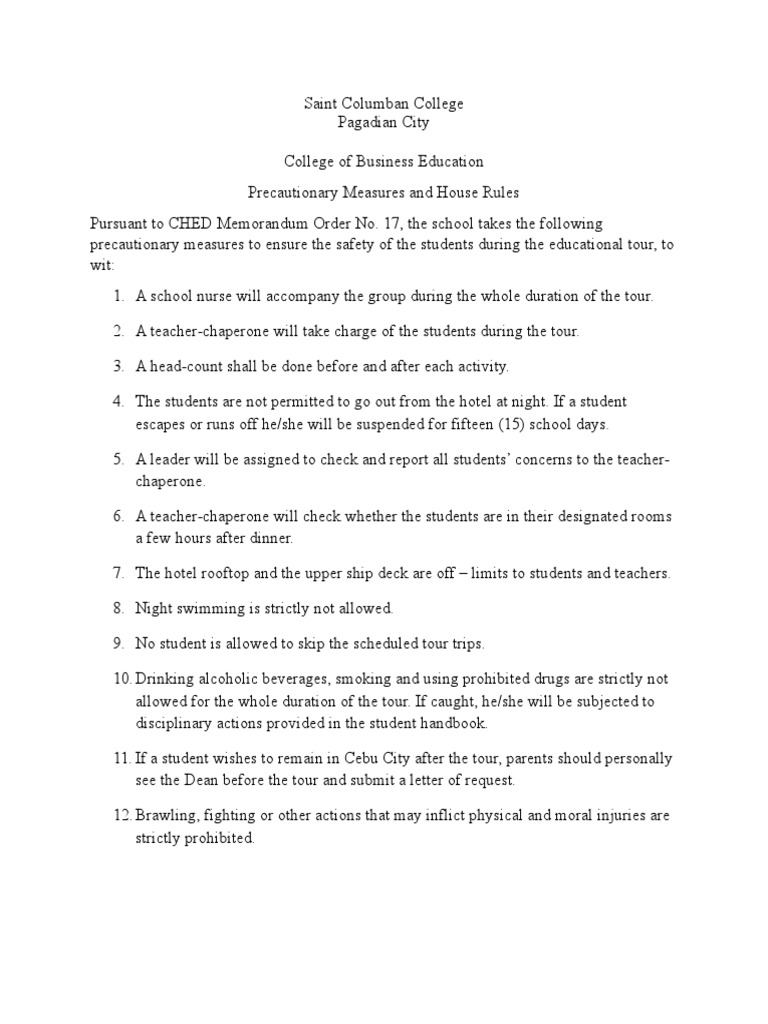 Educational Tour Rules and Guidelines | PDF | Government