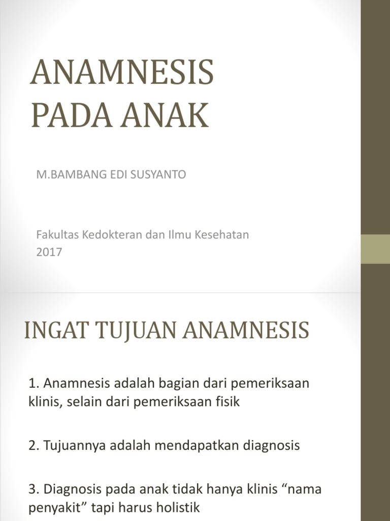 Anamnesis Pada Anak | PDF | Pengembangan Diri