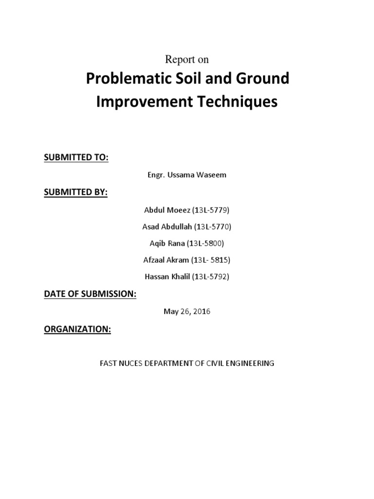 Analysis of Problematic Soil Types and Evaluation of Ground Improvement ...