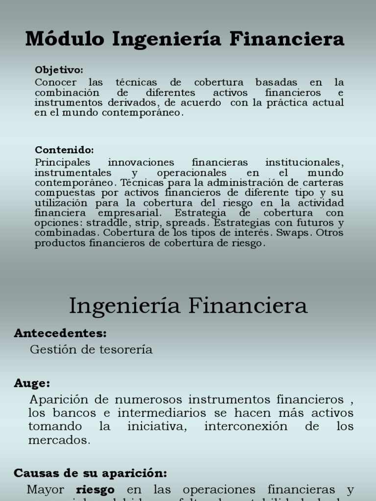 Ingenieria Financiera | PDF | Swap (Finanzas) | Opción (Finanzas)