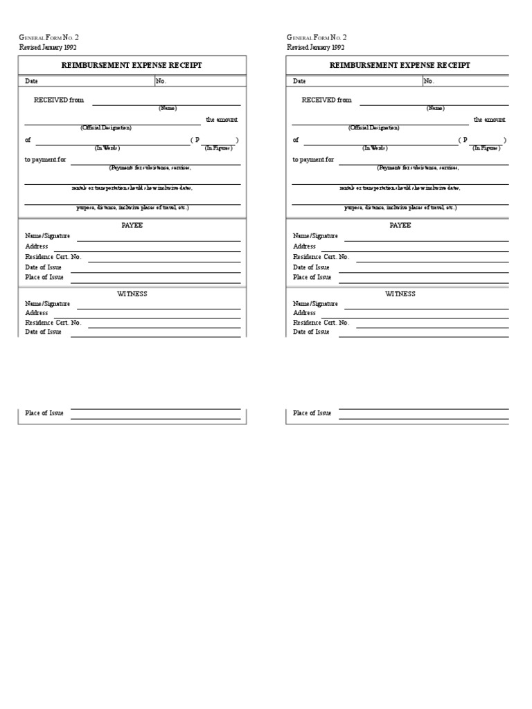 Reimbursement Expense Receipt | PDF | Payments | Money