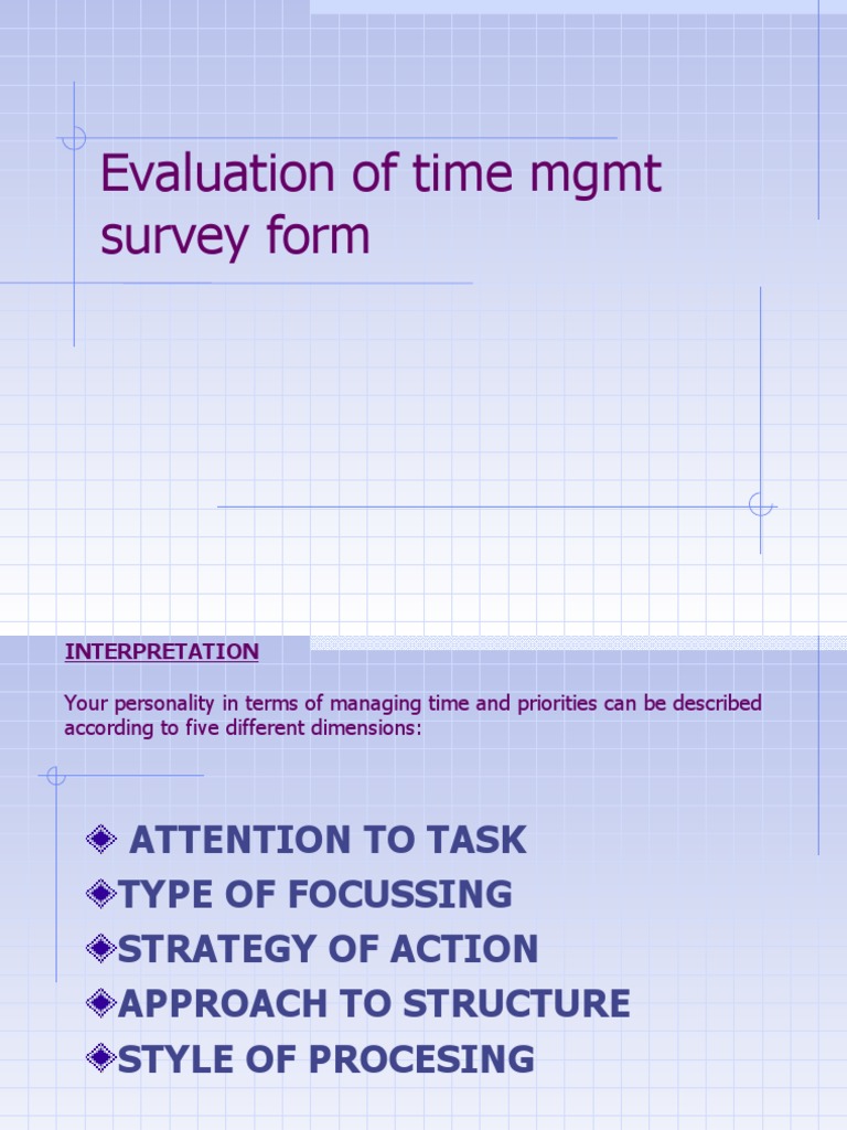 Evaluation of time mgmt survey form interpretation | PDF | Time ...