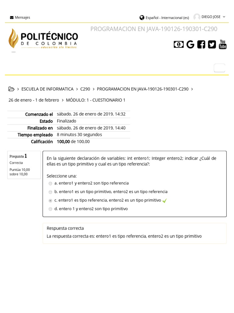 Módulo - 1 - Cuestionario 1 | PDF | Java (lenguaje de programación) | Puerta lógica