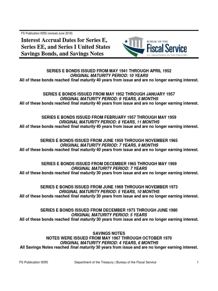 Interest Accrual Dates For Series E, Series EE, and Series I United ...