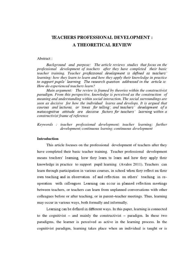 Teacher Learning and Development Review | PDF | Constructivism ...