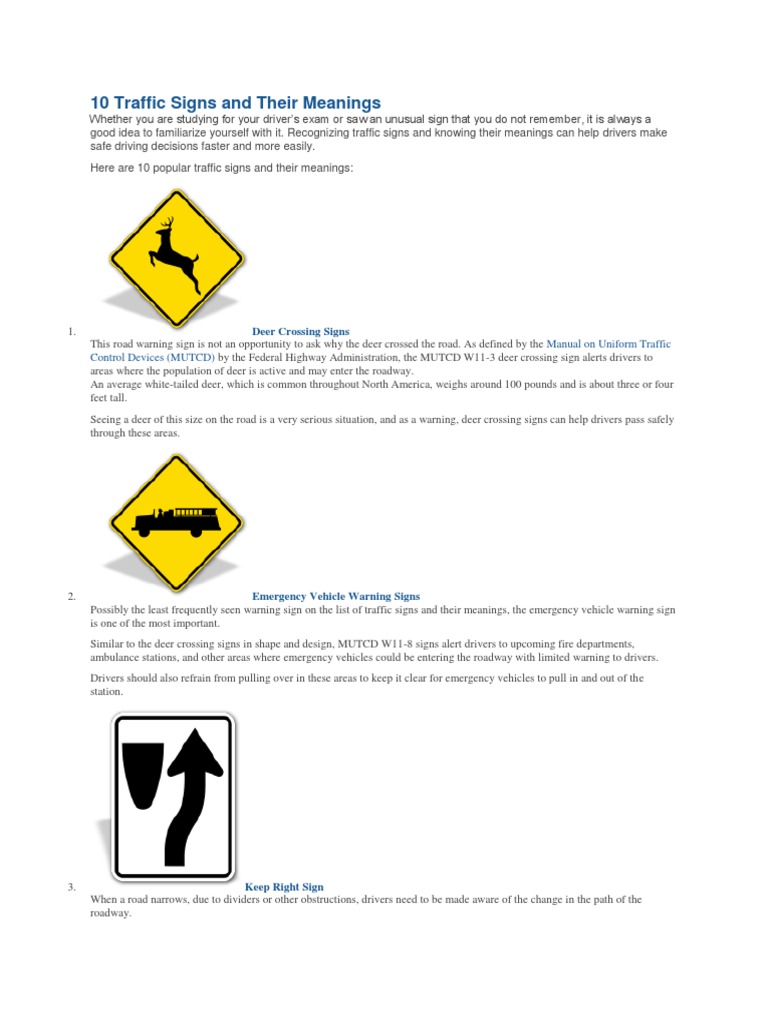 10 Traffic Signs and Their Meanings | PDF | Traffic | Pedestrian Crossing