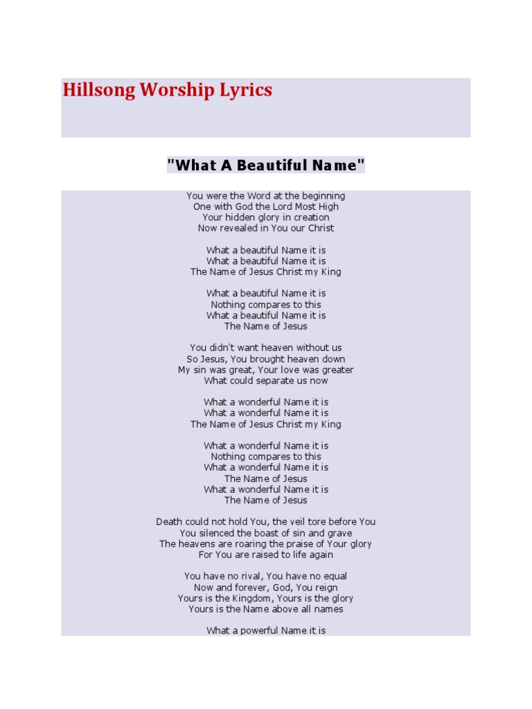 Hillsong Worship Lyrics | PDF | Heaven | Refrain