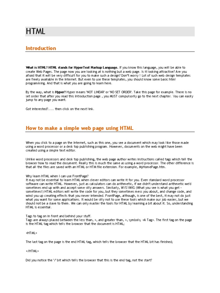 What Is HTML? HTML Stands For Hypertext Markup Language. If You Know ...