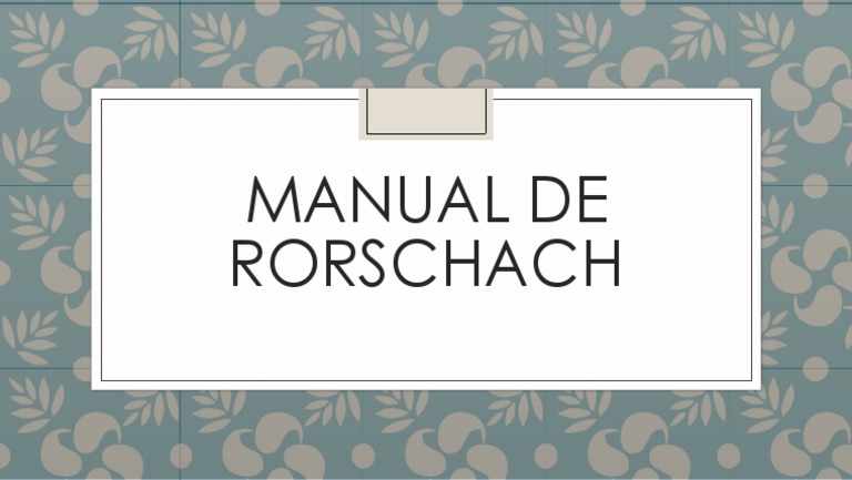 Manual de Rorschach | PDF