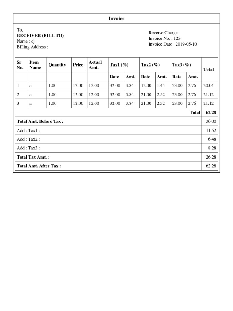 Receiver (Bill To) : Invoice | PDF