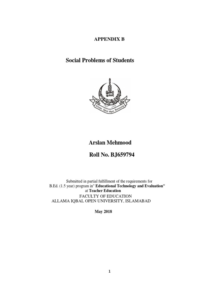 Final Social Problems of Students (BJ659794) | PDF | Family | Teachers
