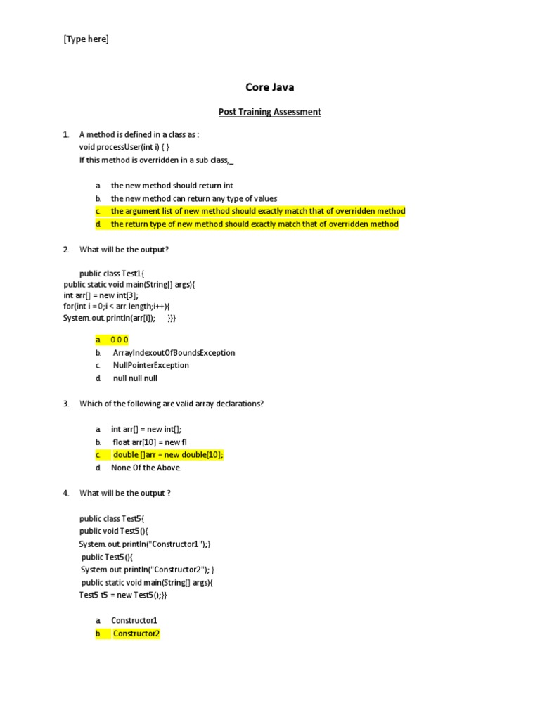 Java Mcq Pdf Method Computer Programming C Programming Language