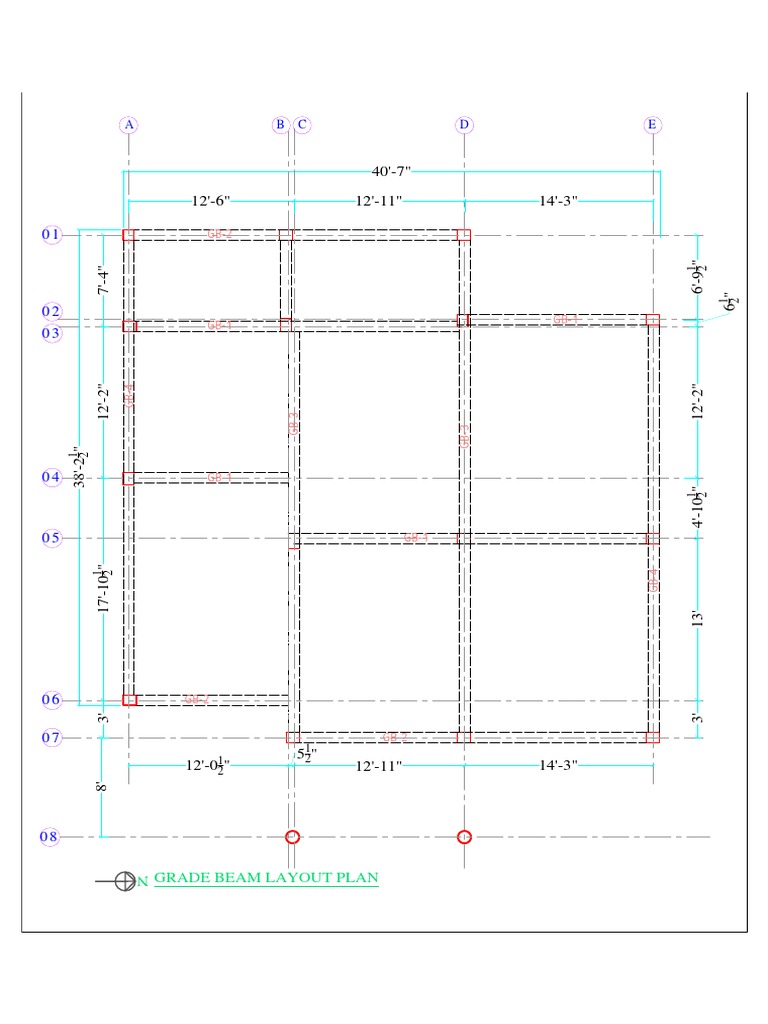 Grade Beam Layout Plan Details | PDF