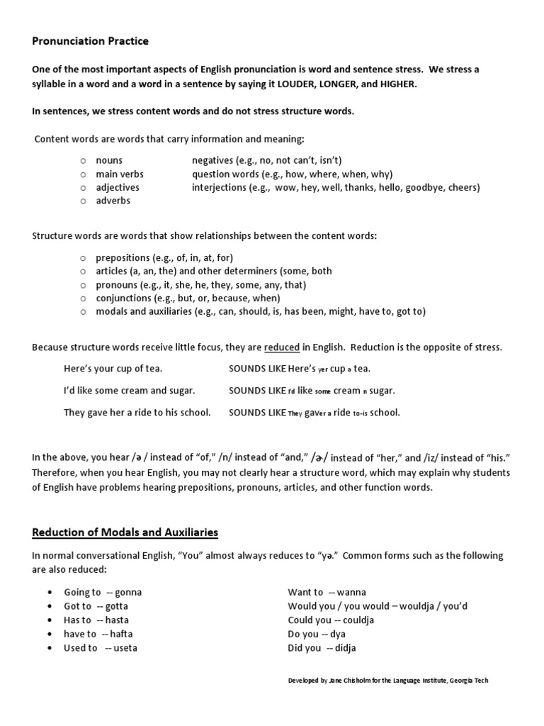Pronunciation Practice: Yer Ə I'd Some N They Er A | PDF | Language ...