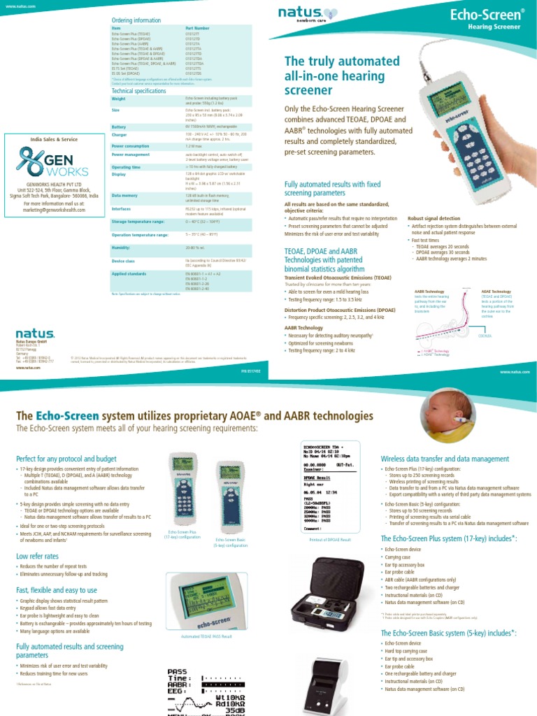 Echo-ScreenII - Basic Plus - Brochres | PDF | Battery Charger | Hearing ...