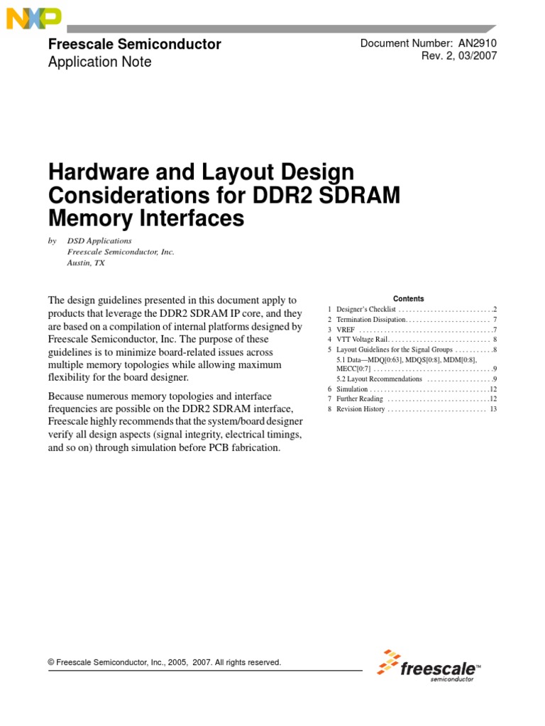 Hardware and Layout Design Considerations For DDR2 SDRAM Memory Interfaces | PDF | Computer ...