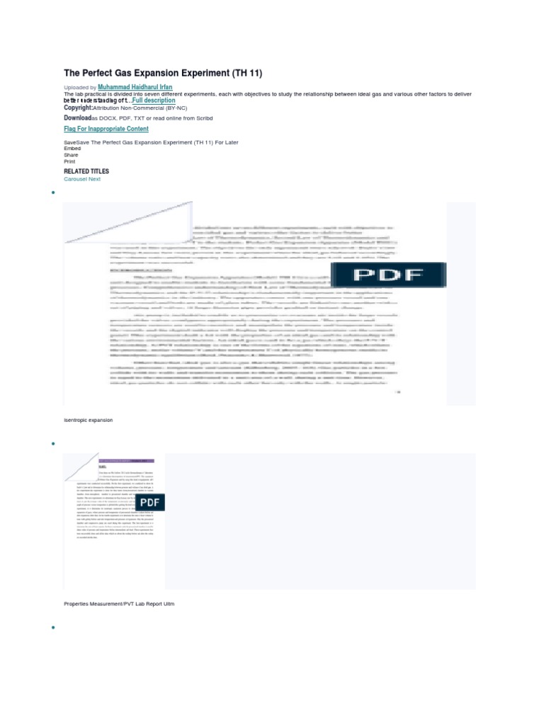 The Perfect Gas Expansion Experiment Similar BT TH 11 | PDF | Gases ...