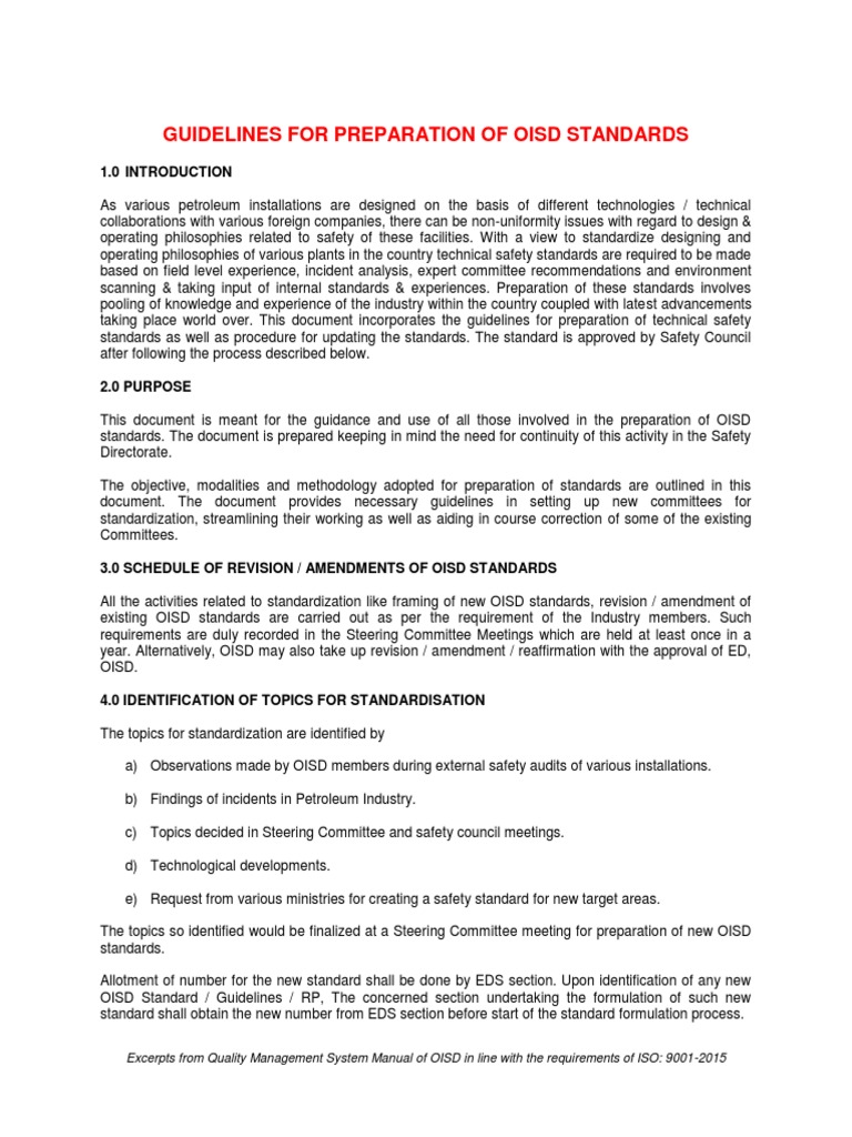 Guidelines For Preparation of Oisd Standards | Download Free PDF ...