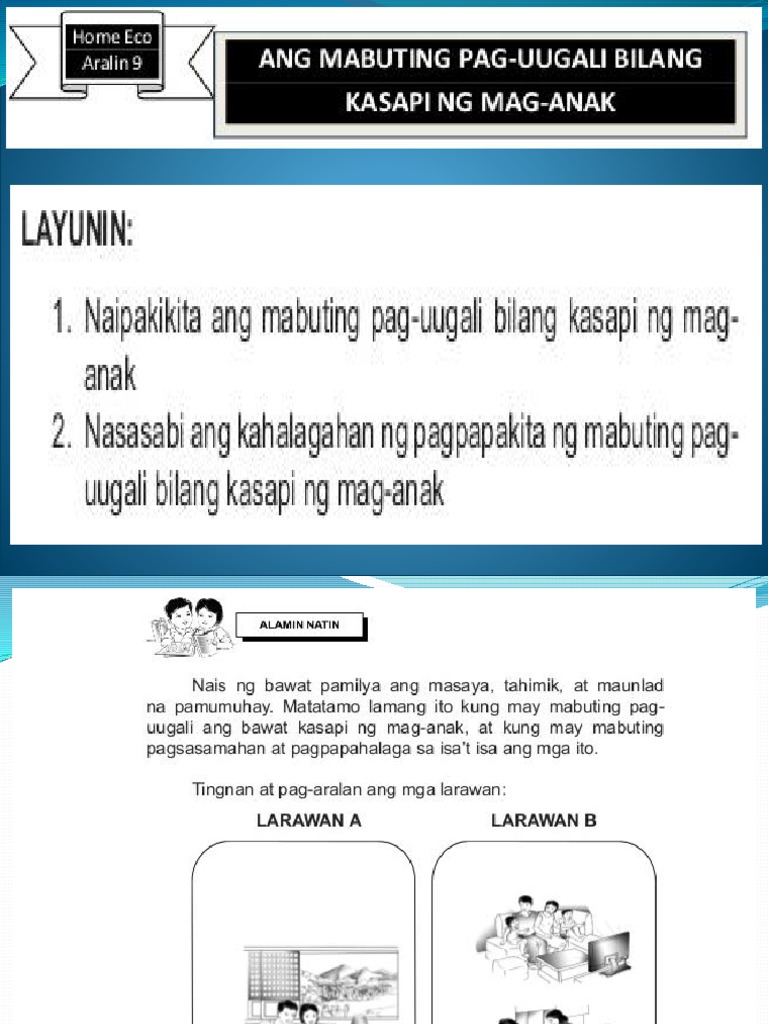 Aralin 9 HE Ang Mabuting Pag-Uugali Bilang Kasapi NG Mag-Anak | PDF