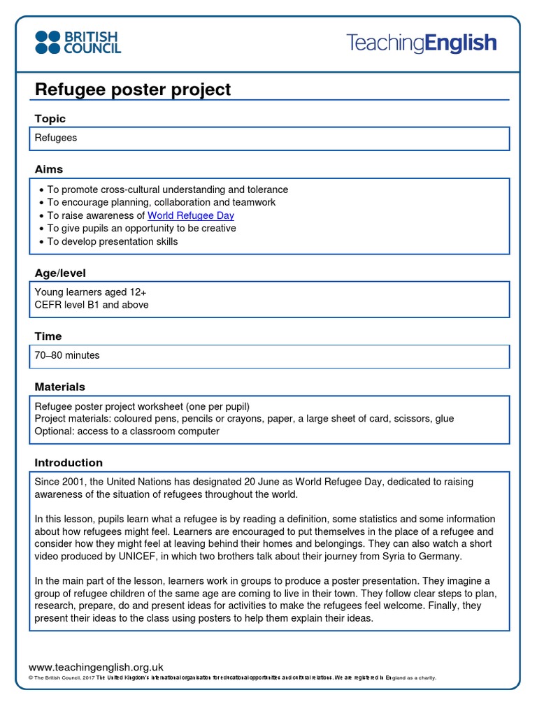 Teaching Teens Refugee Poster Project Lesson Plan | PDF | Lesson Plan ...