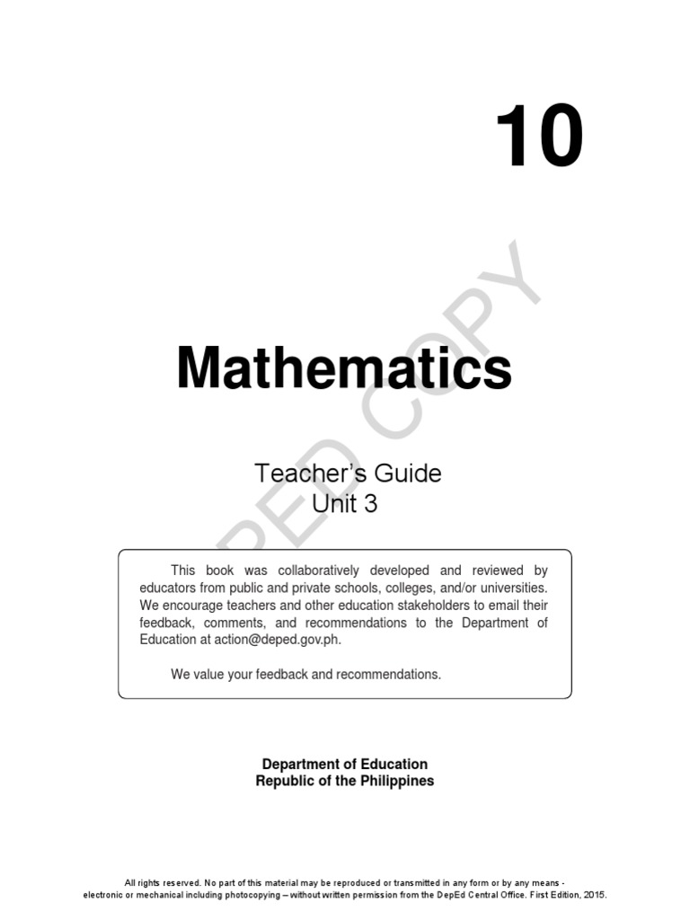 Grade 10 TG Math 3rd Quarter | PDF | Educational Assessment | Copyright
