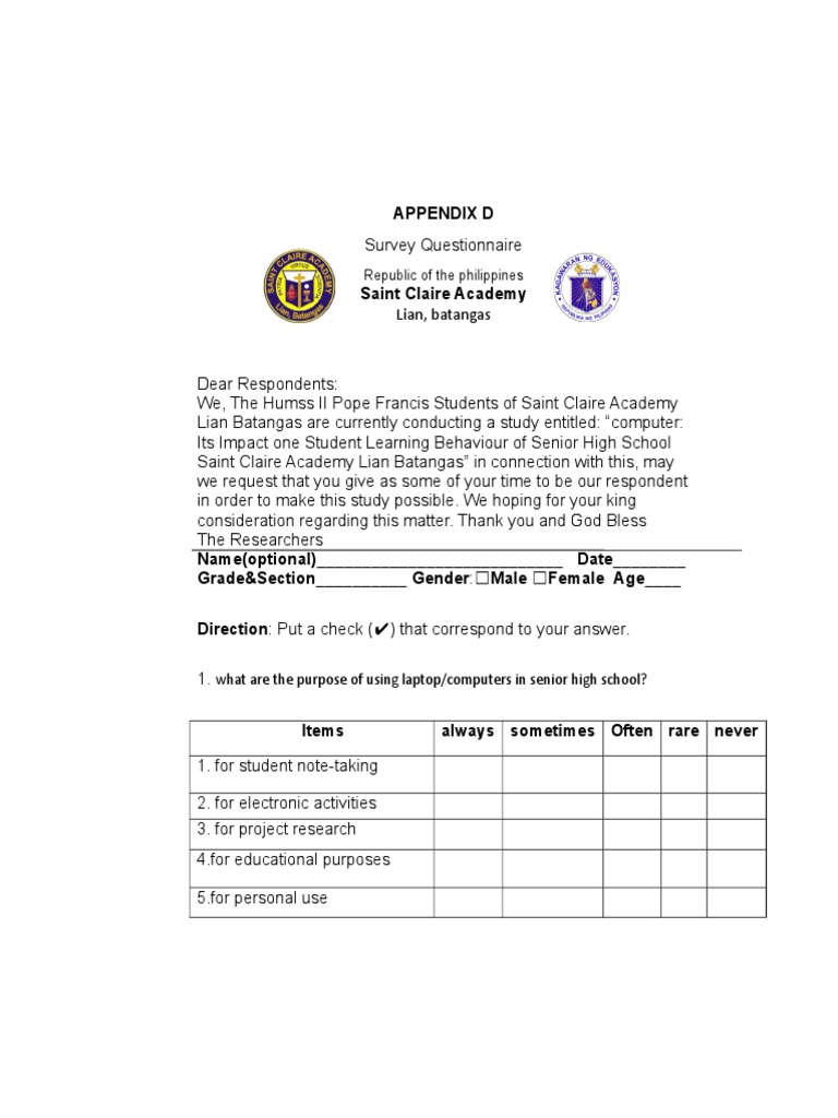 Appendix D: Republic of The Philippines | PDF | Educational Technology ...