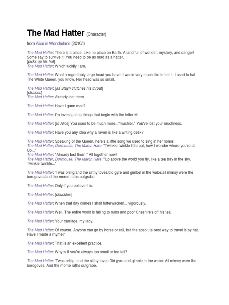 The Mad Hatter's Many Musings in Wonderland | PDF | English Fantasy ...