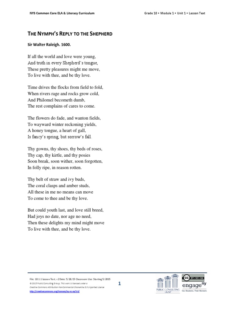 10.1.1 The Nymphs Reply To The Shepherd | PDF | Poetry