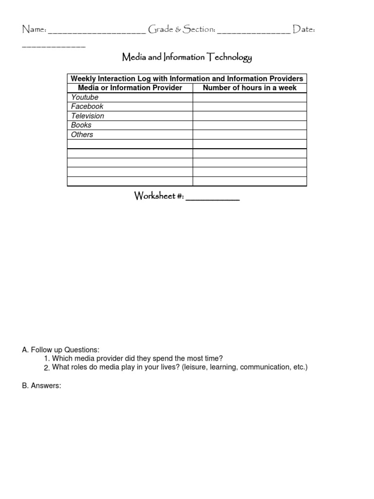 Weekly Interaction Log With Information and Information Providers | PDF