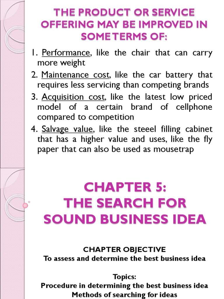 Chapter 5 The Search For Sound Business Idea | PDF | Creativity ...