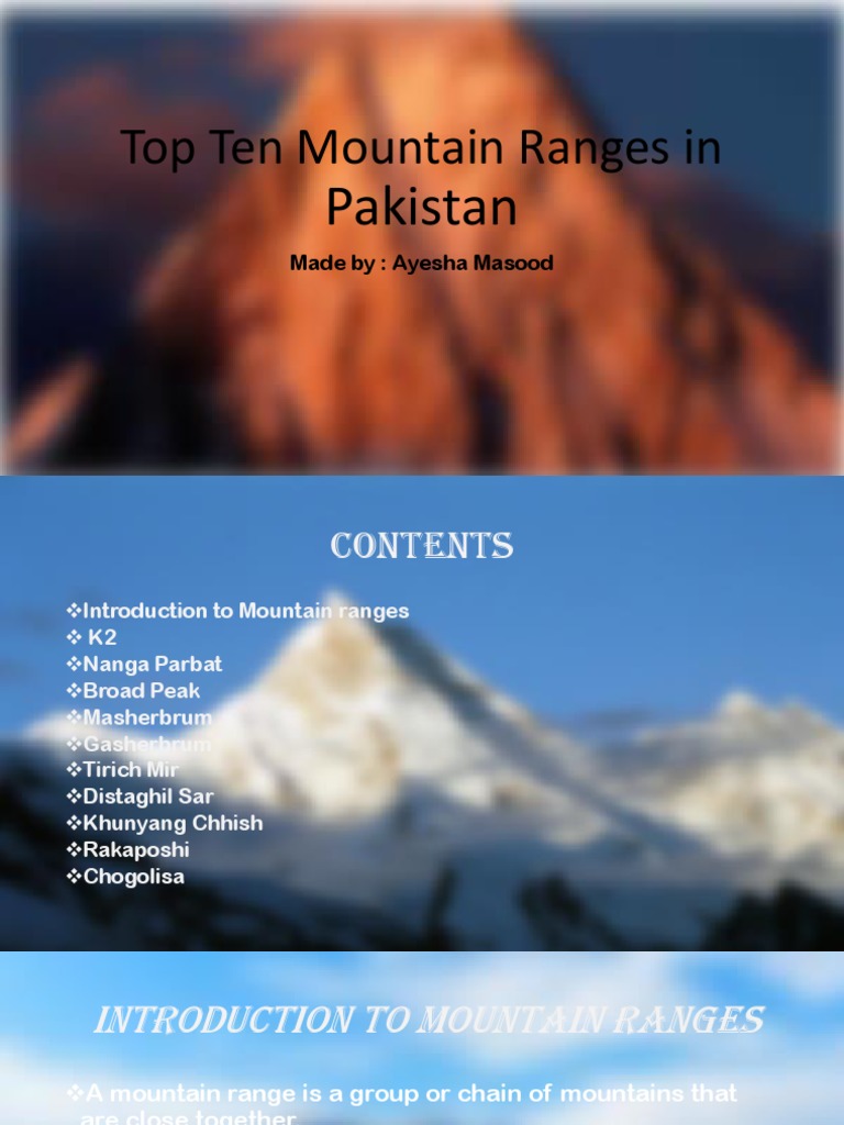 Top Ten Mountain Ranges in Pakistan | PDF | Mountains | Physiographic ...