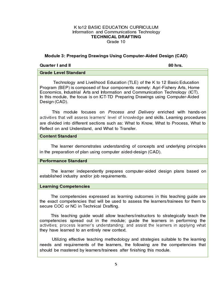 Grade 10 CAD Drafting Module | PDF | Technical Drawing | Computer Aided ...
