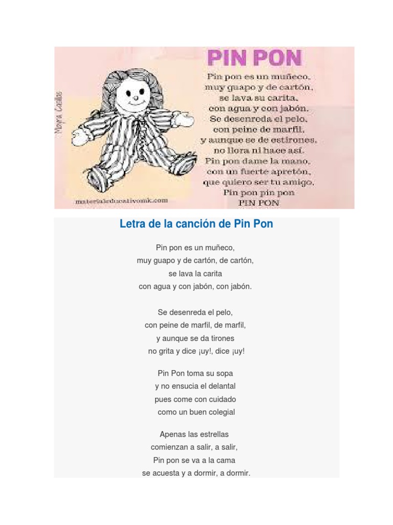 Letra de La Canción de Pin Pon | PDF