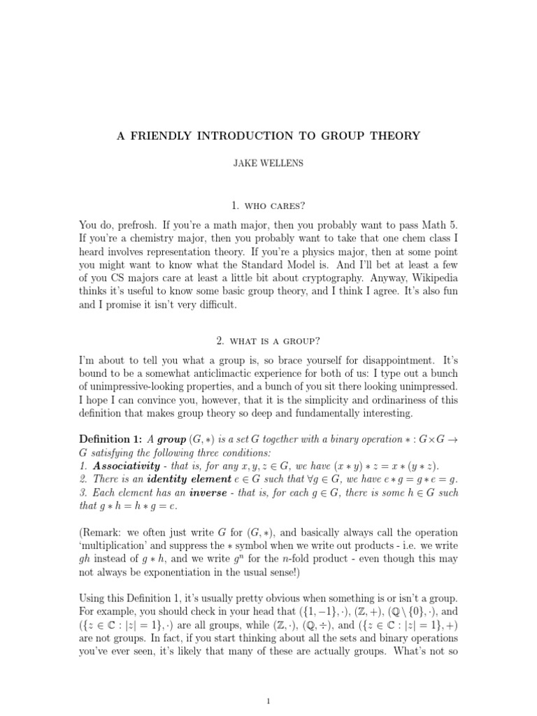 Friendly Introduction to Group Theory | PDF | Group (Mathematics ...