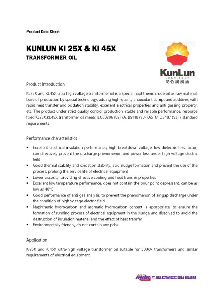 Kunlun Ki25x Tds | PDF | Transformer | Chemistry