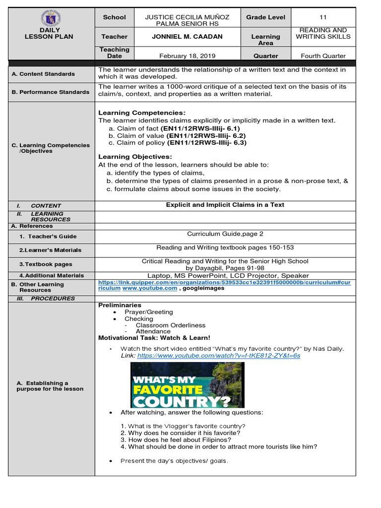 Analyzing Explicit and Implicit Claims: A Lesson on Identifying Types ...