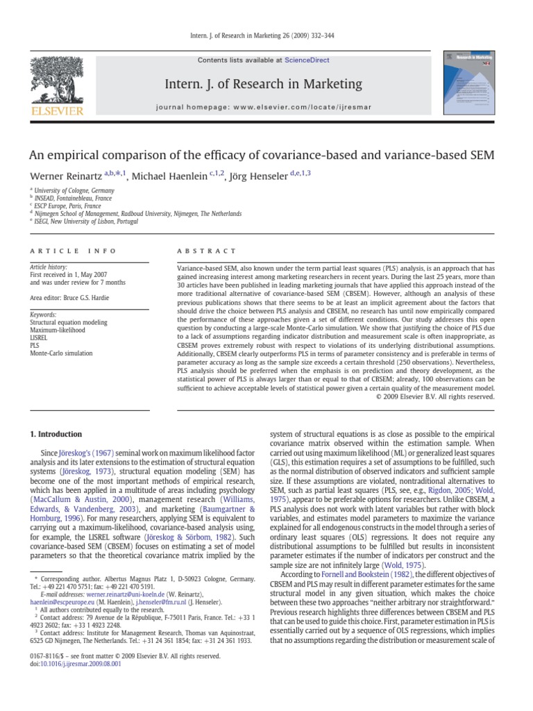 Intern. J. of Research in Marketing: Werner Reinartz, Michael Haenlein ...