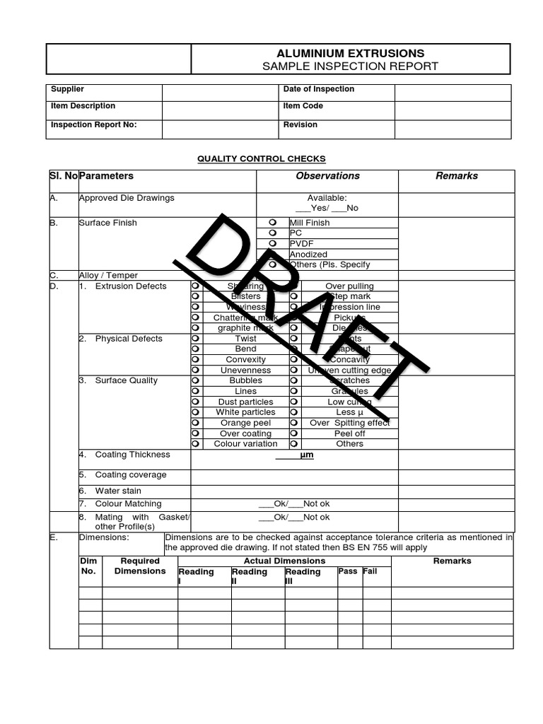 A Comprehensive Quality Control Report on Aluminum Extrusion Sample ...