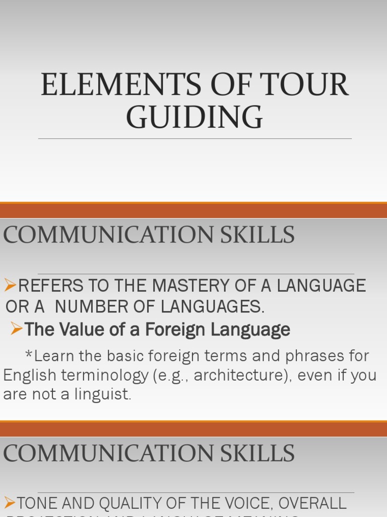 Elements of Tour Guiding | PDF