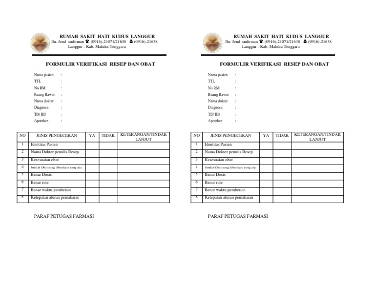 Form Verifikasi Resep | PDF