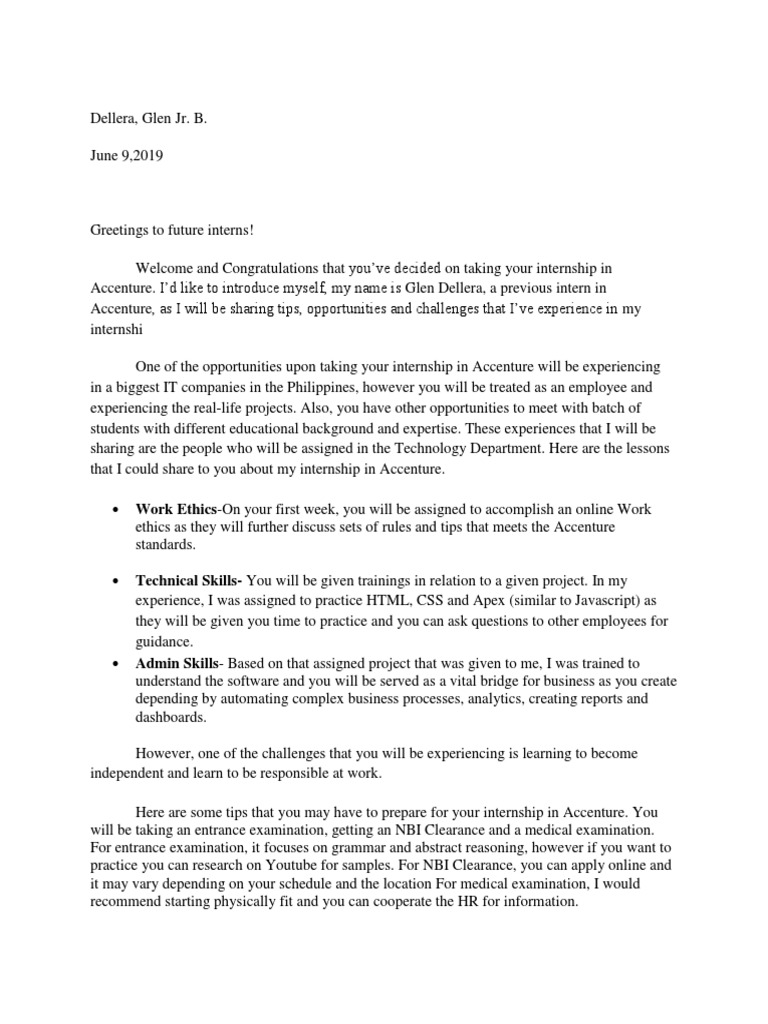 Letter For The Future Interns-Update | PDF | Internship | Job Hunting