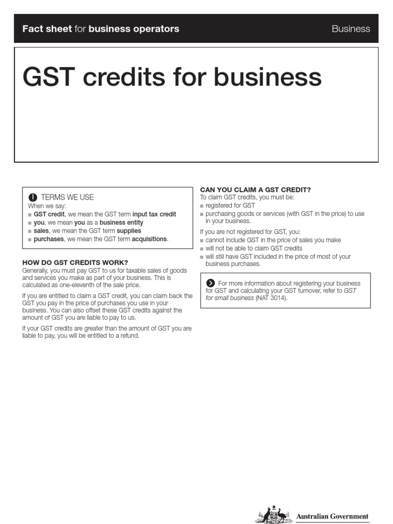 GST Credits For Business | PDF | Value Added Tax | Invoice